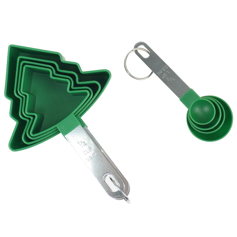 Art and Cook Christmas Tree Shape Measuring Cup and Spoon Set