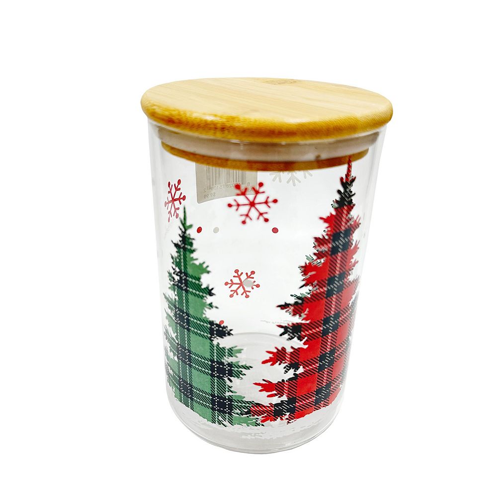 Art and Cook 2.75 Cup Printed Glass Canister W/Bamboo Lid