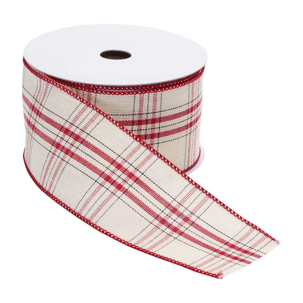 Melrose 2-Pack Plaid Holiday Wired Ribbon Set
