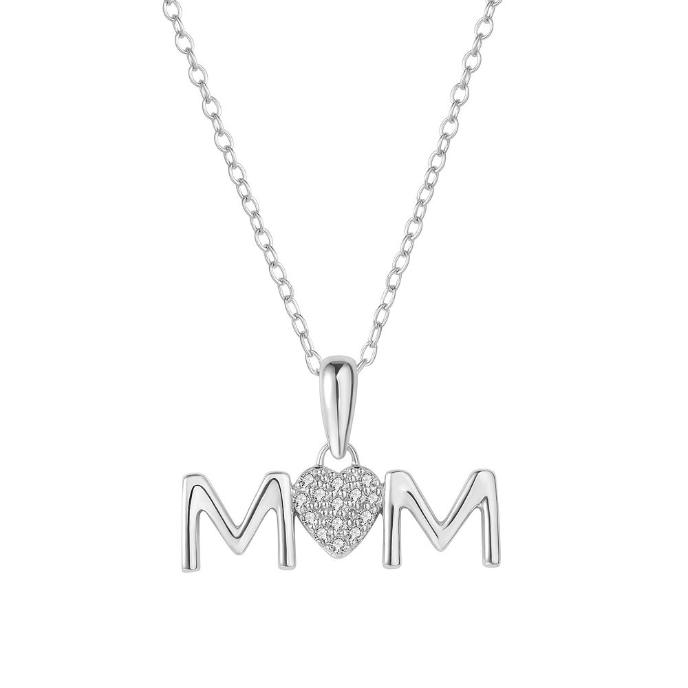 Sterling Silver 1/10 Carat T.W. Diamond Mom Pendant Necklace