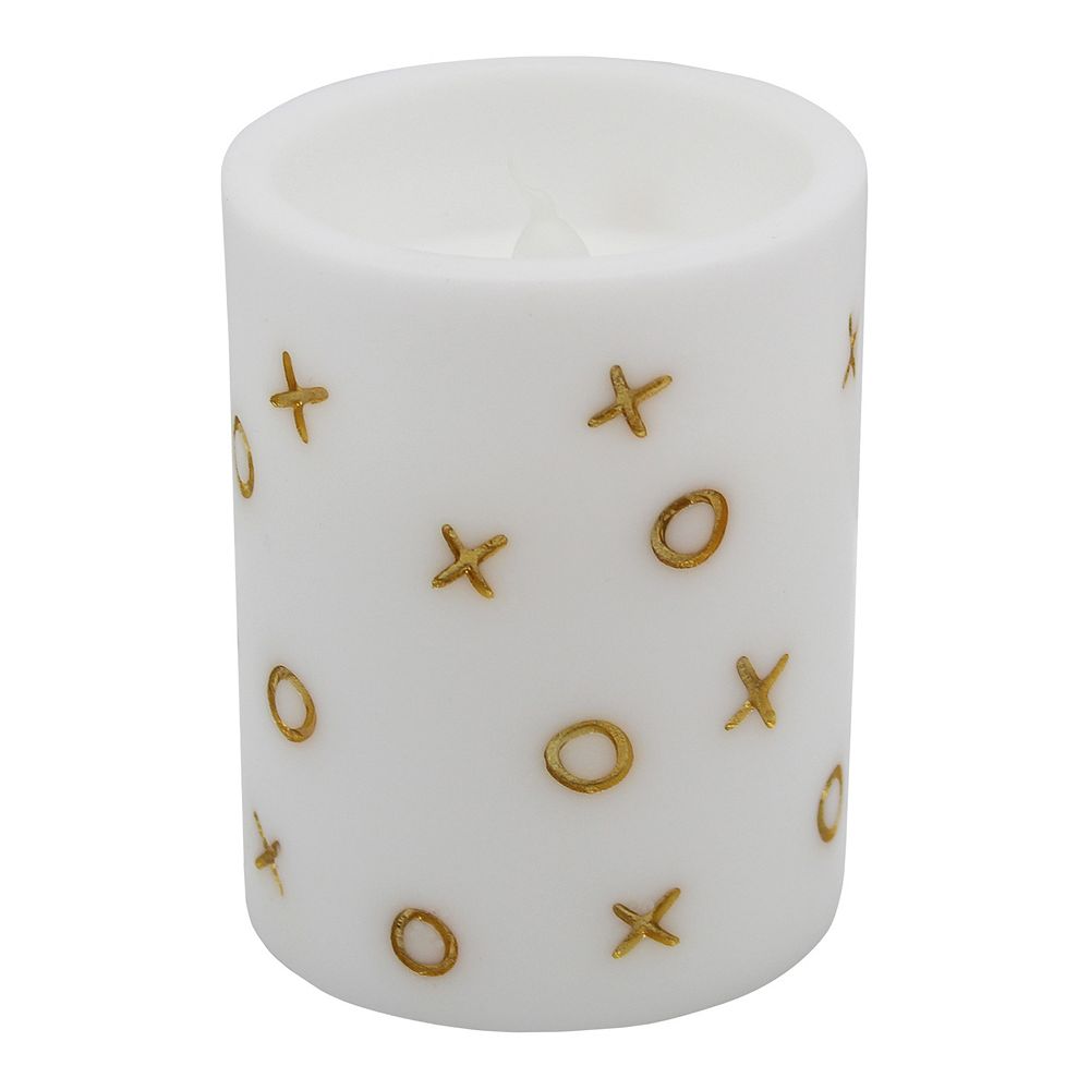 Celebrate Together Valentine's Day Short White XO LED Pillar Candle