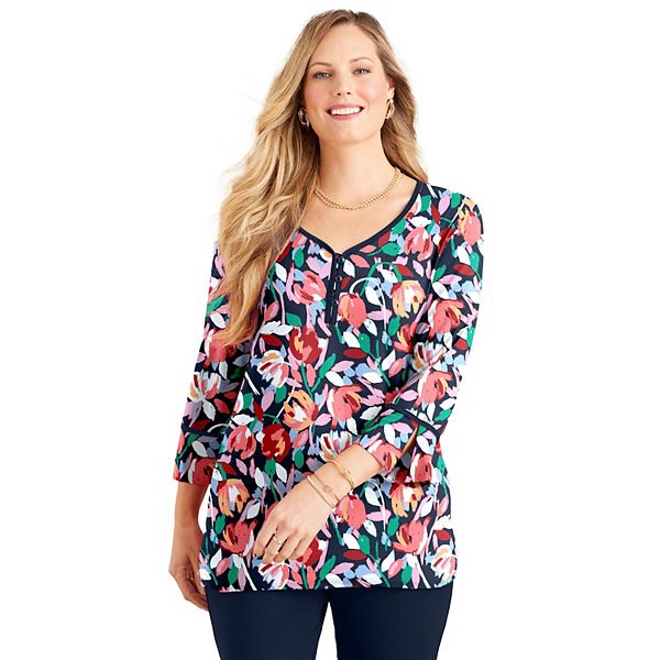 Catherines Women's Plus Size Liz&me Henley Top