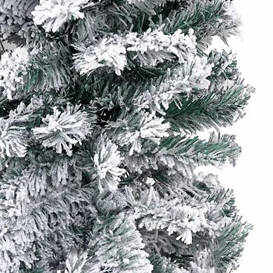 Slim Artificial Christmas Tree 8 ft, With Flocked Snow, Lifelike And ...