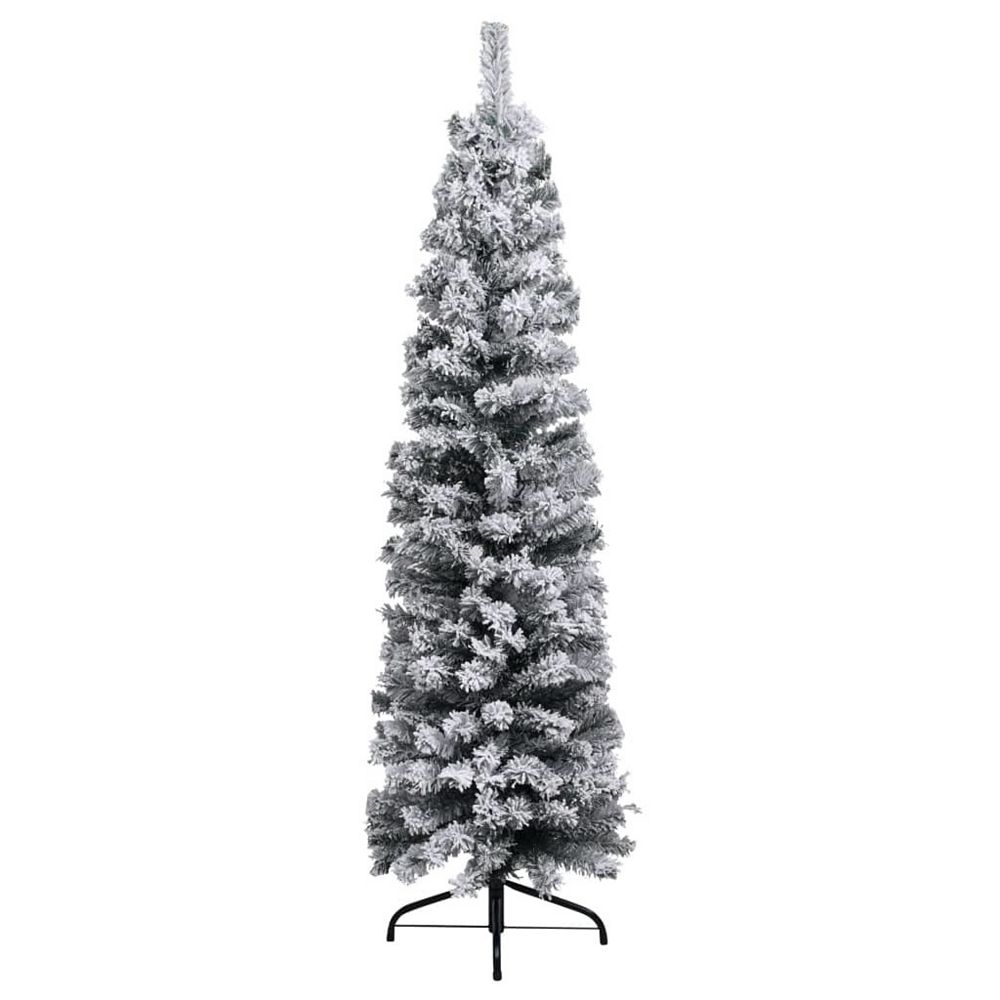 Slim Artificial Christmas Tree 8 ft, With Flocked Snow, Lifelike And ...