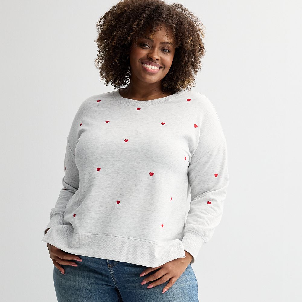 Plus Size Chelsea & Theodore Long Sleeve Drop Shoulder Crewneck Top ...