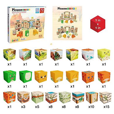 PicassoTiles 72 PC Magnetic Blocks Dinosaur World Theme, Magentic ...