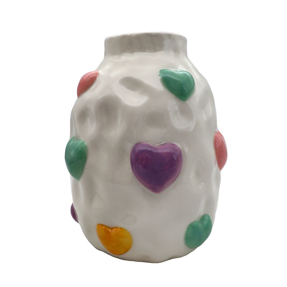 Celebrate Together Valentine's Day Large Embossed Hearts Ceramic Vase