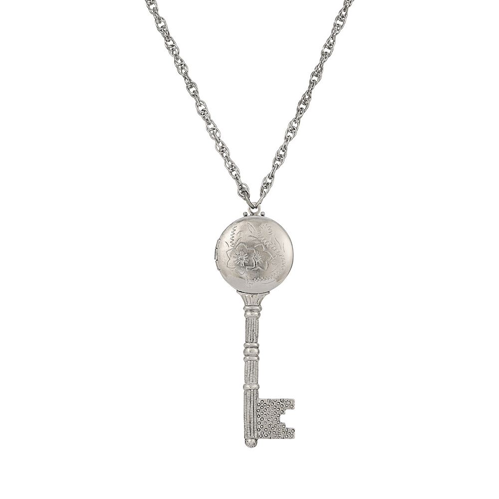 1928 Key Floral Locket Necklace