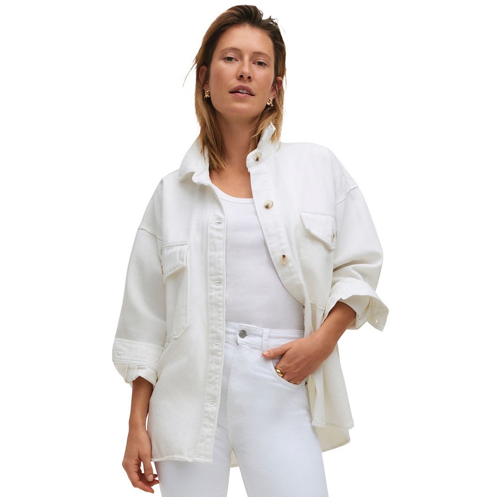 Ellos Women's Plus Size Oversized Denim Shirt Jacket