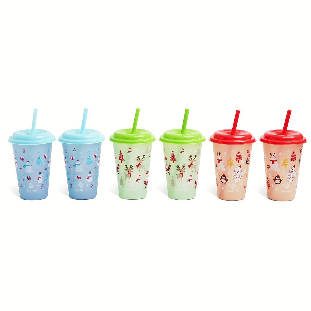 Manna Kids' 12 oz. Holiday Color Change Cups with Lids 6-Pack