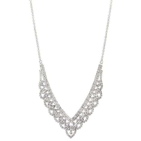 You're Invited Silver Tone Crystal Filigree Collar Necklace