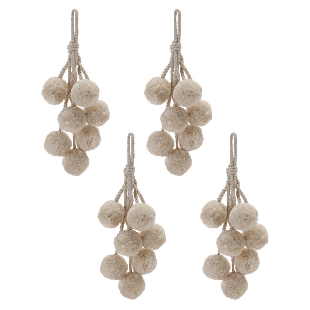 Melrose 4-Piece Pom Pom Cluster Drop Ornament Set