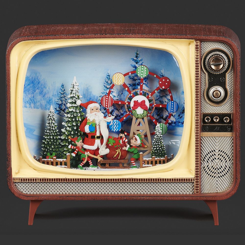Roman Lighted TV with Ferris Wheel Holiday Table Decor