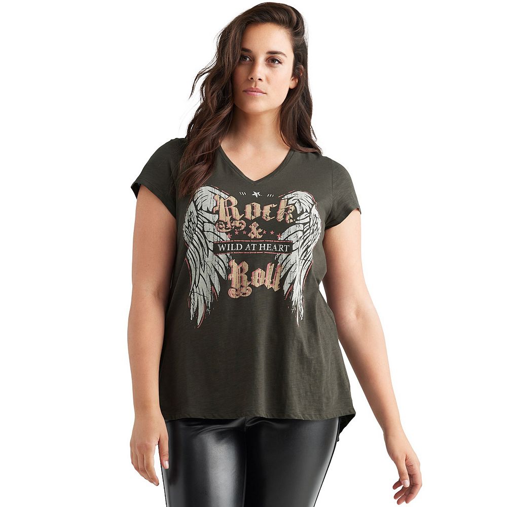 Ellos Women's Plus Size Rock & Roll Graphic Tee
