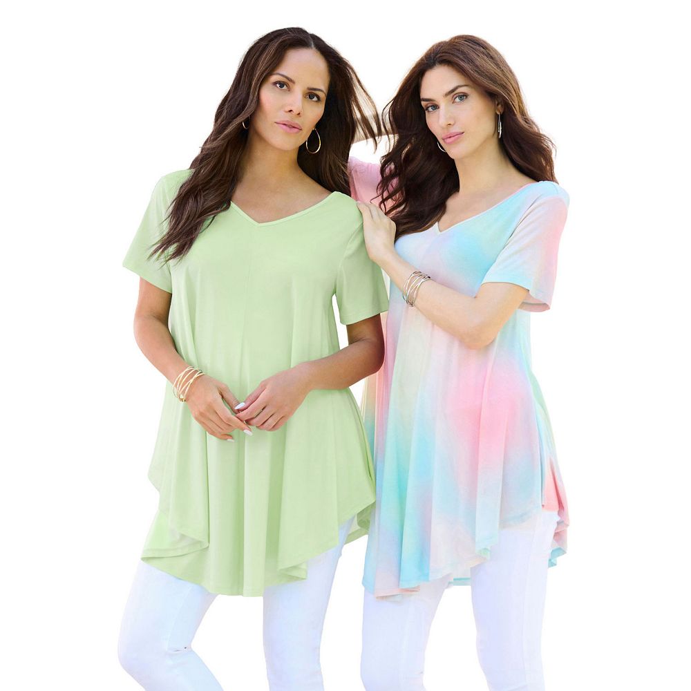 Roaman's Women's Plus Size Ultra Drape V-Neck Swing Tunic Top
