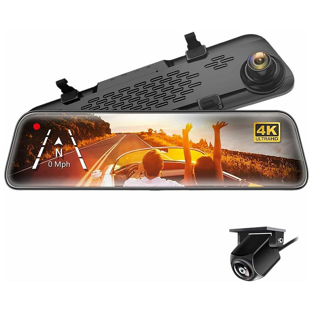 ADESSO GekoGear 4K Rearview Mirror Dash Cam with 1080P Backup Cam