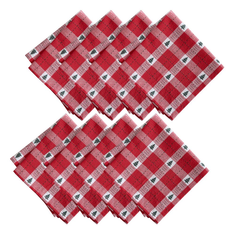 Sherwood Tree Dobby Holiday Cotton Napkins, 17"x17", Set Of 8