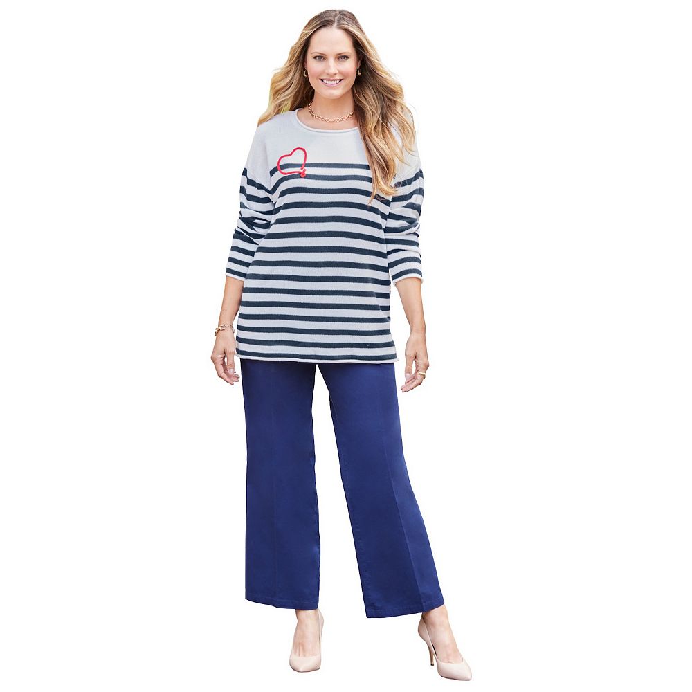 Catherines Women's Plus Size Liz&Me Heart & Soul Stripe Sweater