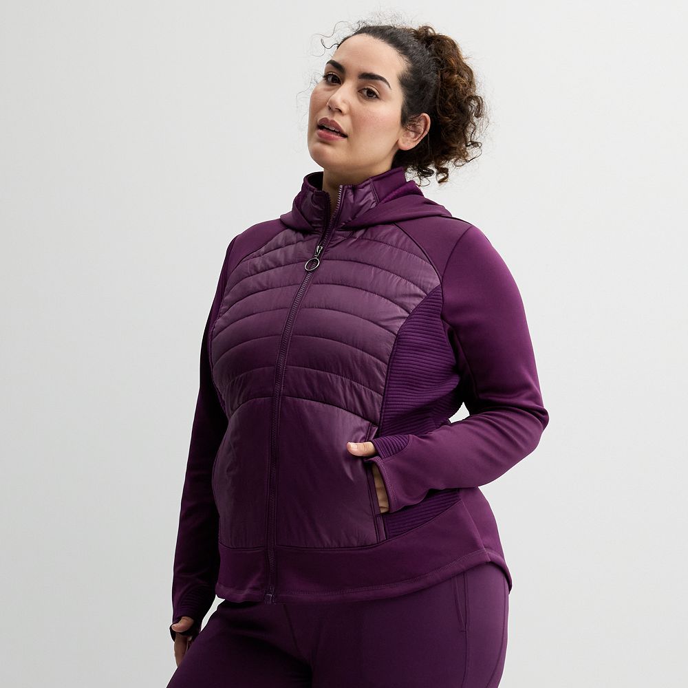 Plus Size Tek Gear® Hooded Mixed-Media Jacket