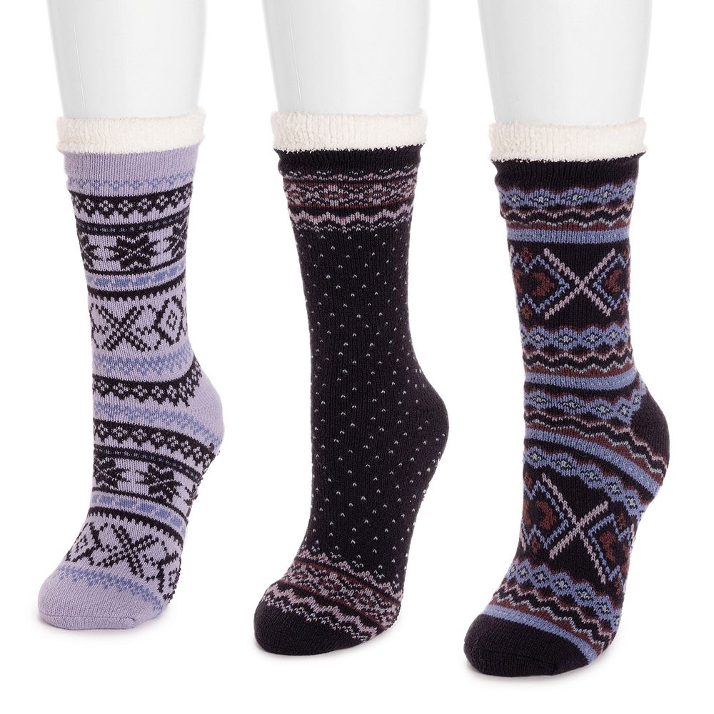 Women's MUK LUKS 3-Pk. Tall Cozy Lined Lounge Socks