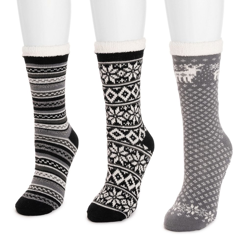 Women's MUK LUKS 3-Pk. Tall Cozy Lined Lounge Socks