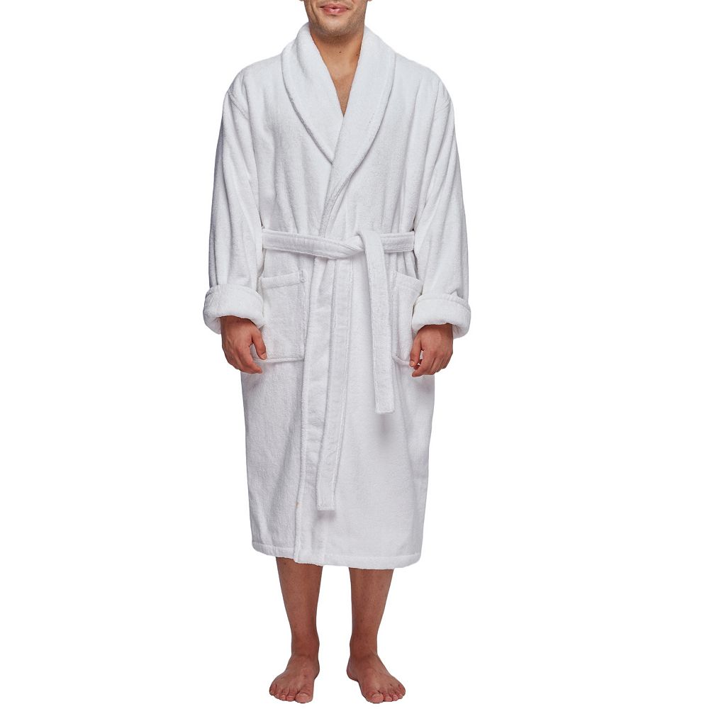 Mens Heavy Terry Cotton Hotel Robe Shawl Collar Bathrobe