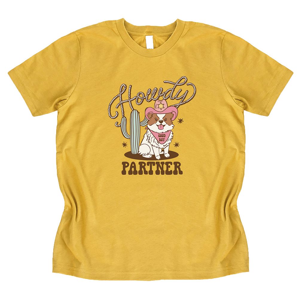 Howdy Partner Dog Youth Short Sleeve Graphic Tee