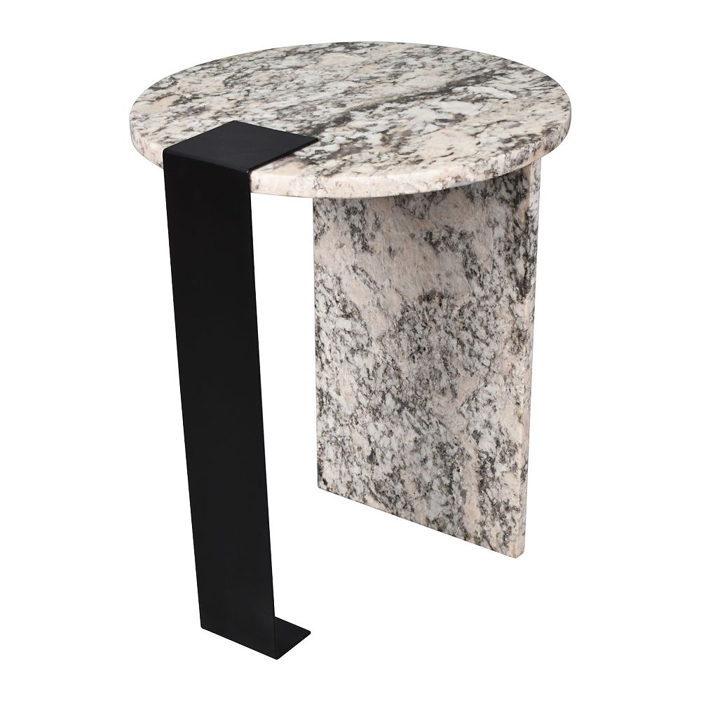 Lyra Contemporary Natural Marble/metal Handmade Round End Table