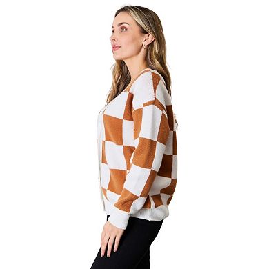 Fashnzfab Button-up V-neck Dropped Shoulder Cardigan