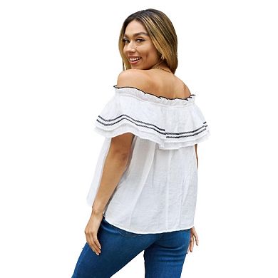 Fashnzfab Full Size Off The Shoulder Ruffle Blouse