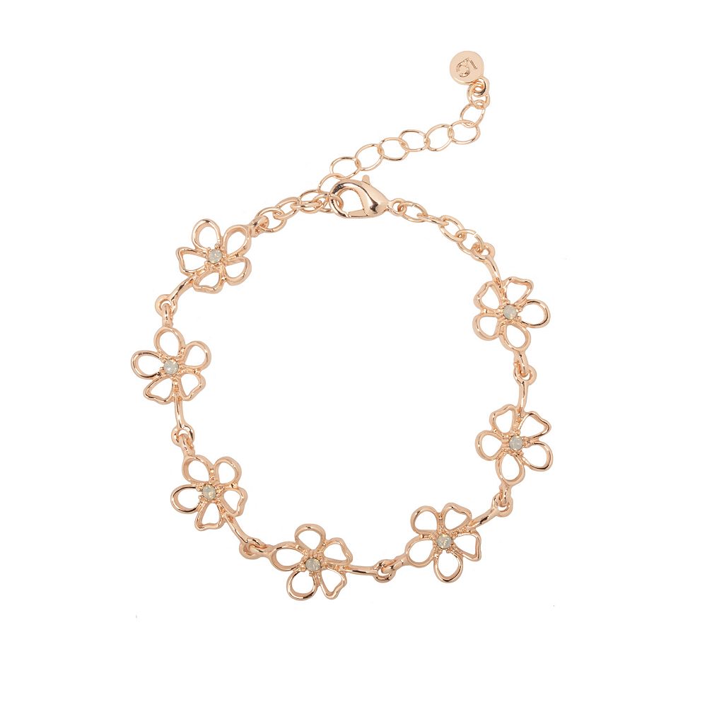 LC Lauren Conrad Rose Gold Tone Metal Floral Clasp Bracelet