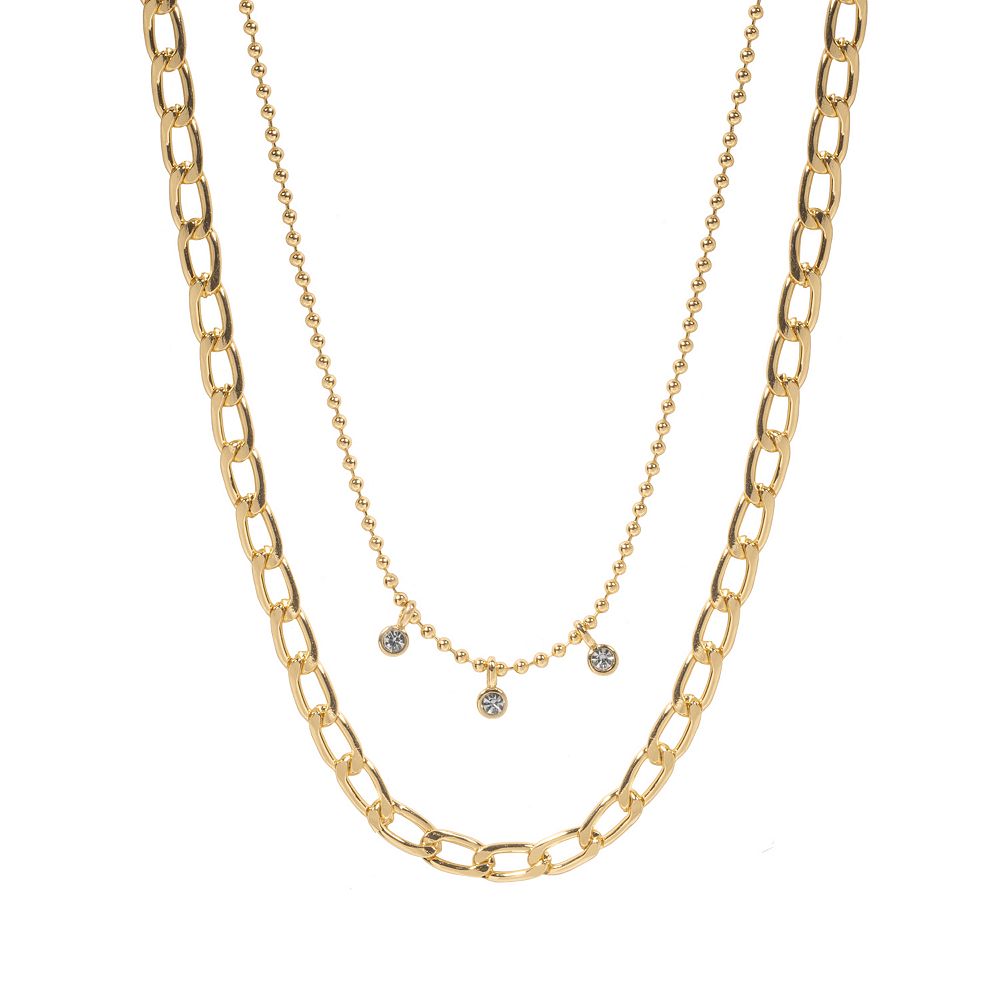 LC Lauren Conrad Gold Tone Curb Chain 2 Row Necklace