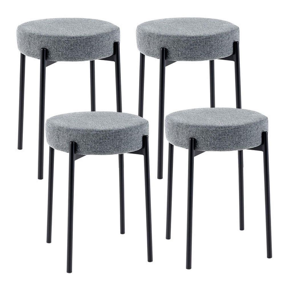 Bar Stools Set Of 4 Upholstered Kitchen Stools With Foot Pads