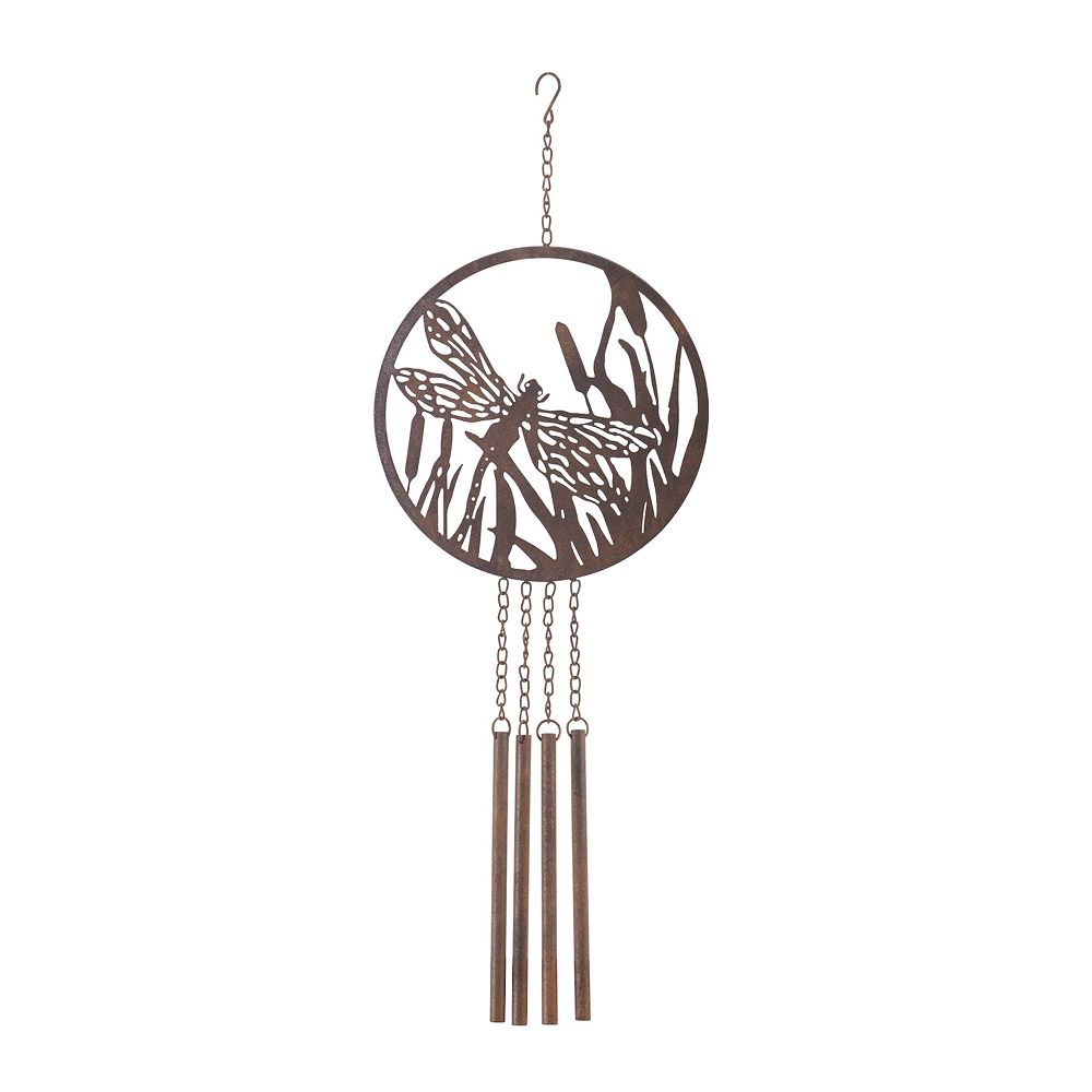 Melrose Outdoor Metal Dragonfly Wind Chime Decor