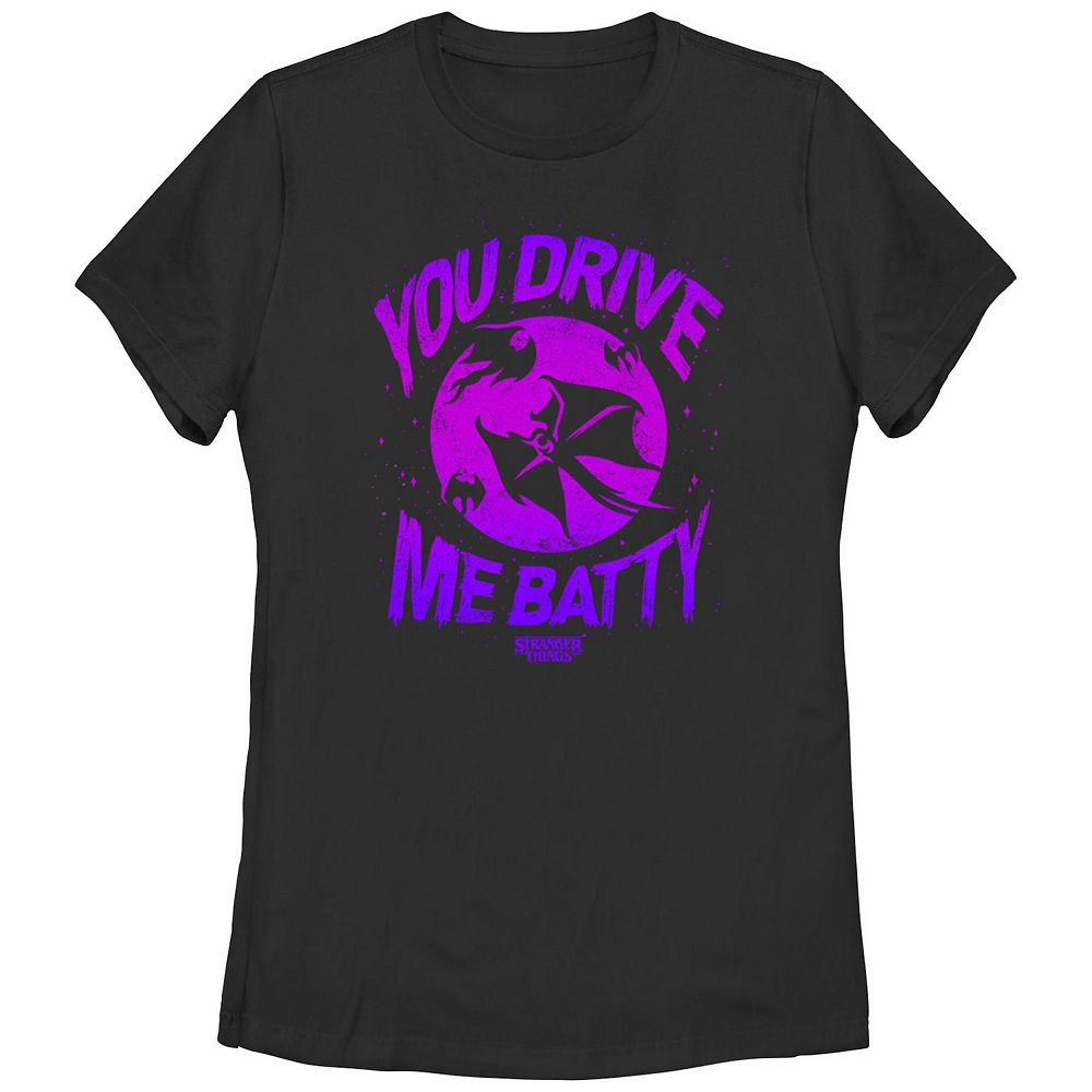 Juniors' Stranger Things You Drive Me Batty Graphic Tee