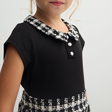 Girls 4-6x Three Pink Hearts Boucle Dress