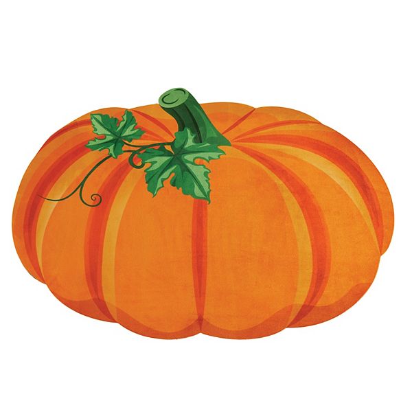 Collections Etc Festive Pumpkin Shaped Skid-Resistant Accent Rug Circle