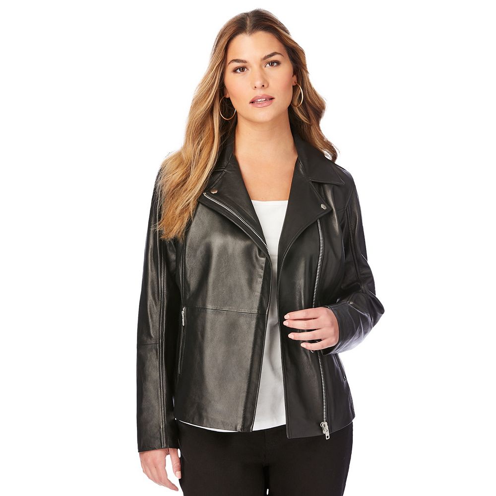 Roaman's Women's Plus Size Plus Size Moto Leather Jacket