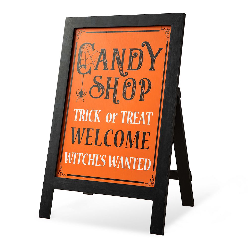 Glitzhome 24"h Halloween Wooden Standing Easel Sign Or Hanging Decor