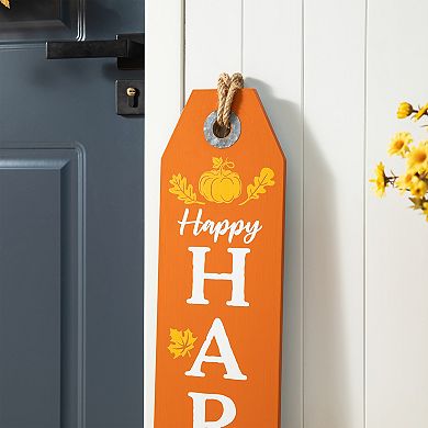 Glitzhome 35.5"h Fall/ Halloween Wooden Reversible Tag Porch Sign