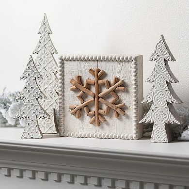 Haven Living 3-pc. White Embossed Christmas Tree Figurine Table Decor Set