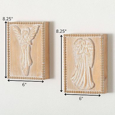 Haven Living 8.25-in. 2-pc. Rustic Angels Christmas Wall Decor Set