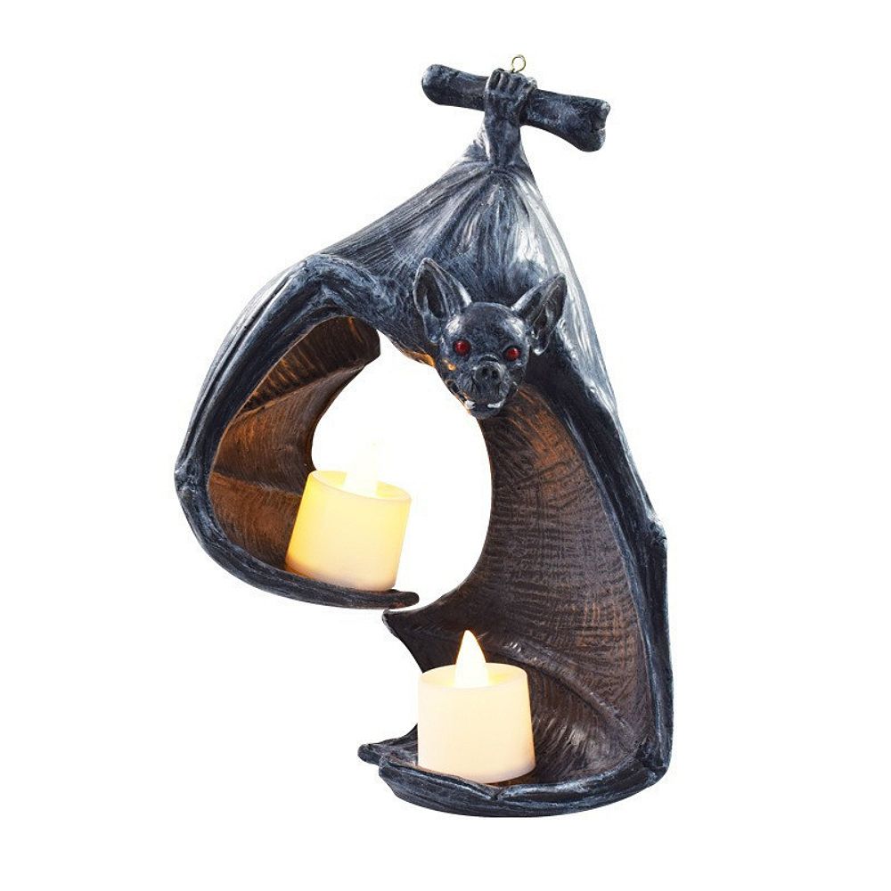 Halloween Bat Light Candlestick, Black, Rustic Decor, Spooky And ...