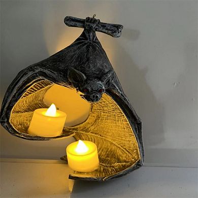 Halloween Bat Light Candlestick, Black, Rustic Decor, Spooky And ...