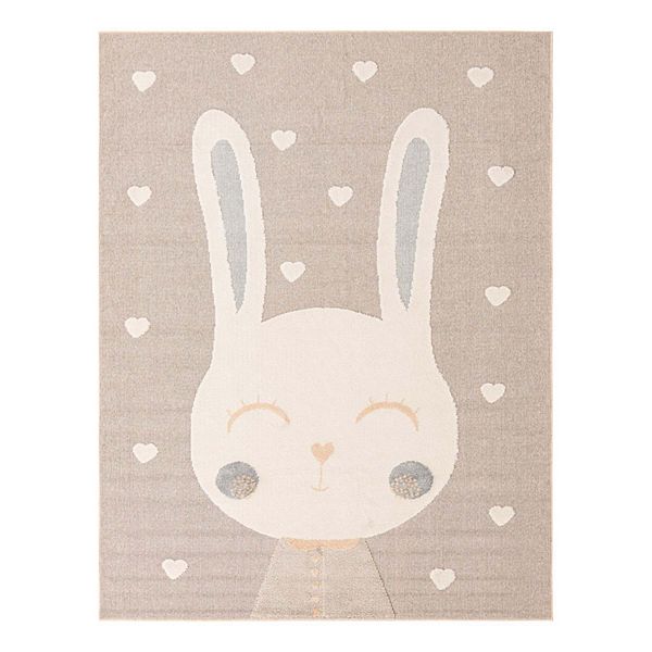 Unique Loom Heart Bunny Whimsical Throw Rug
