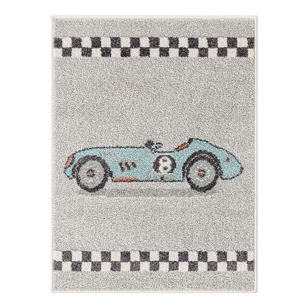 Unique Loom Race Car Whimsy Kids Throw or Area Rug