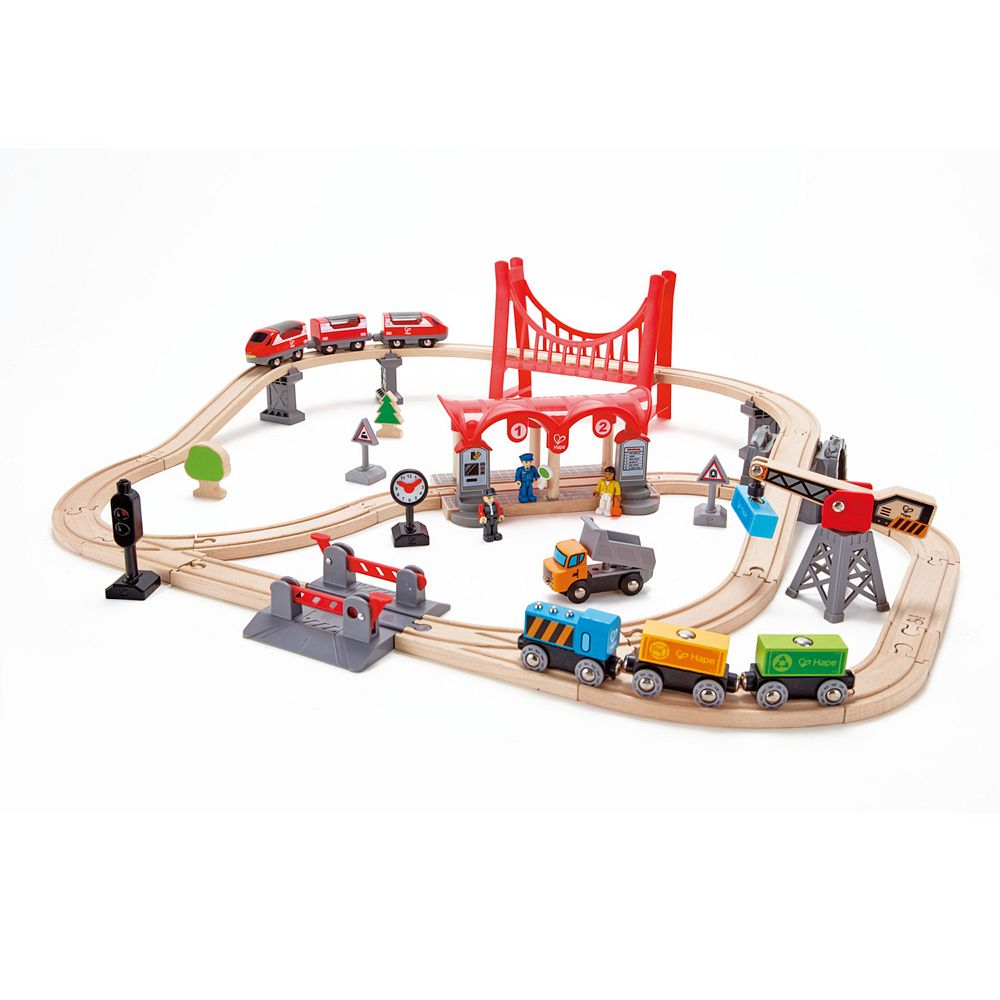 Hape 51-pc. Wooden Train Set: Busy City Rail Set