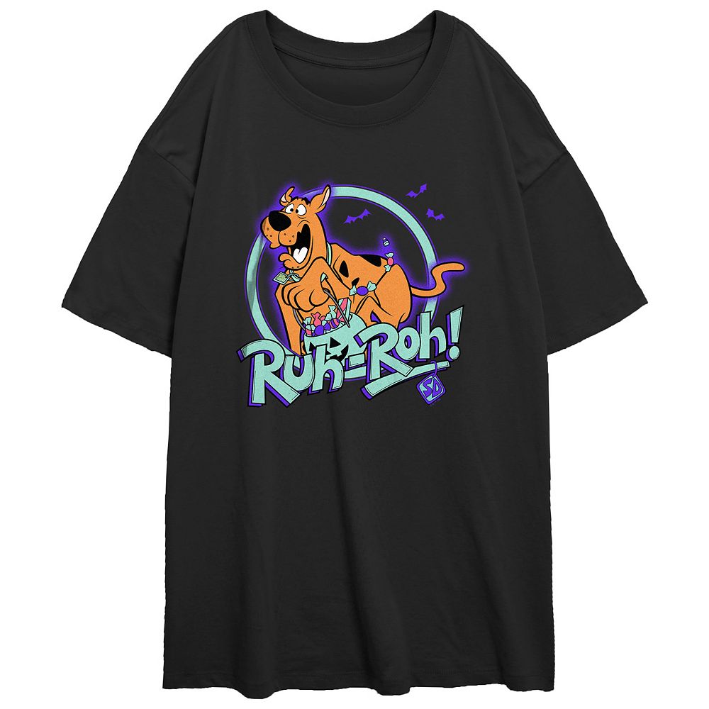 Juniors' Scooby-Doo Ruh-Roh! Scared Trick Or Treater Oversized Graphic Tee