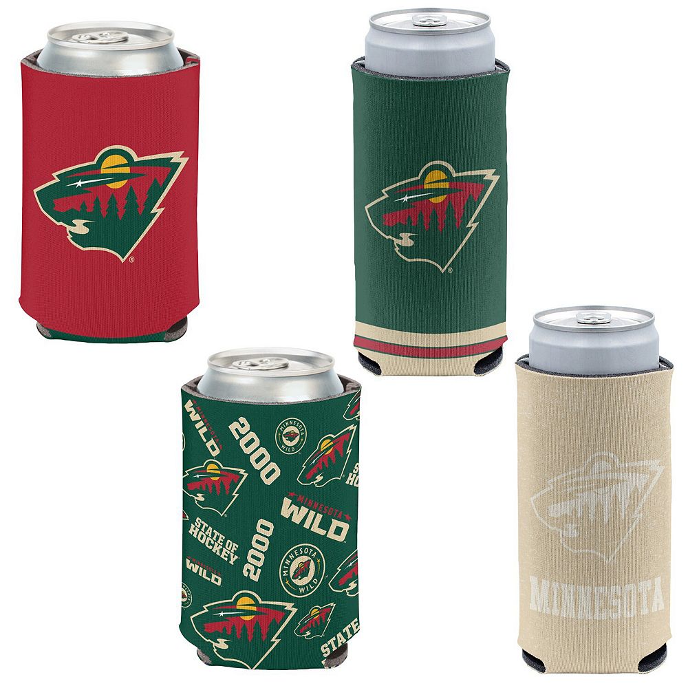WinCraft Minnesota Wild 4-Pack 12oz. Can & Slim Can Cooler Set