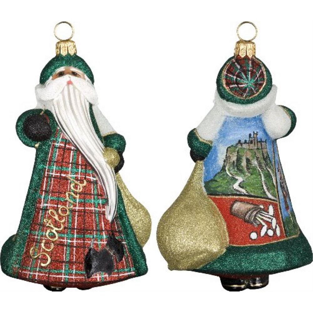 Joy To The World Scotland Scottish Santa With Castle Polish Glass ...
